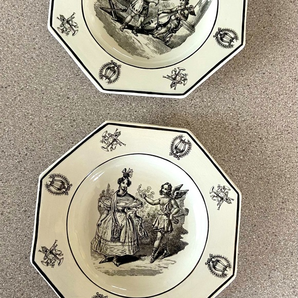 Wall Decor | Vtg A Mottahedeh Design White Black Octagonal Plate Toile ...